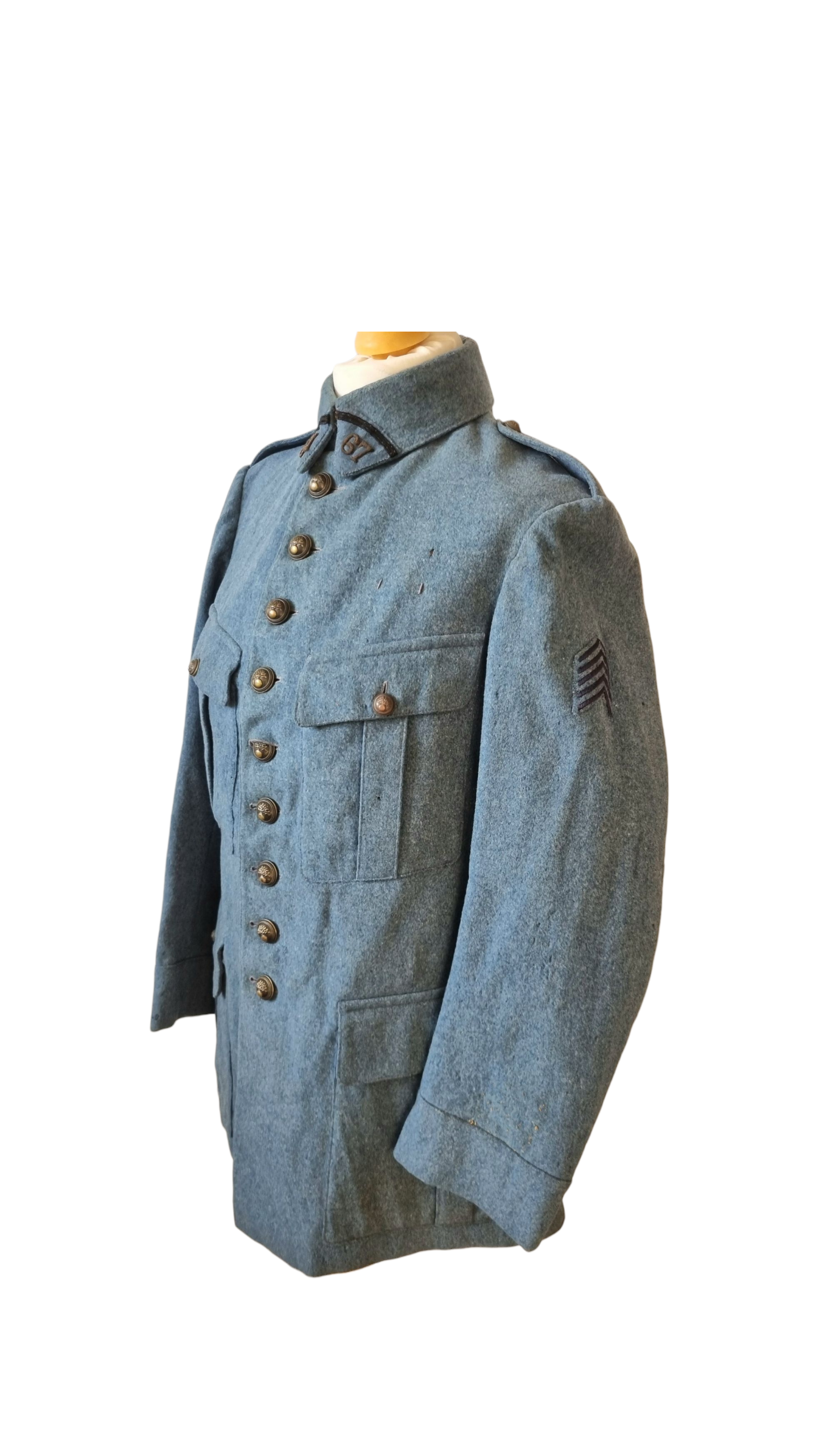 WW1 M1917 French Blue Horizon Tunic jacket Uniform to the 67th Infantr ...